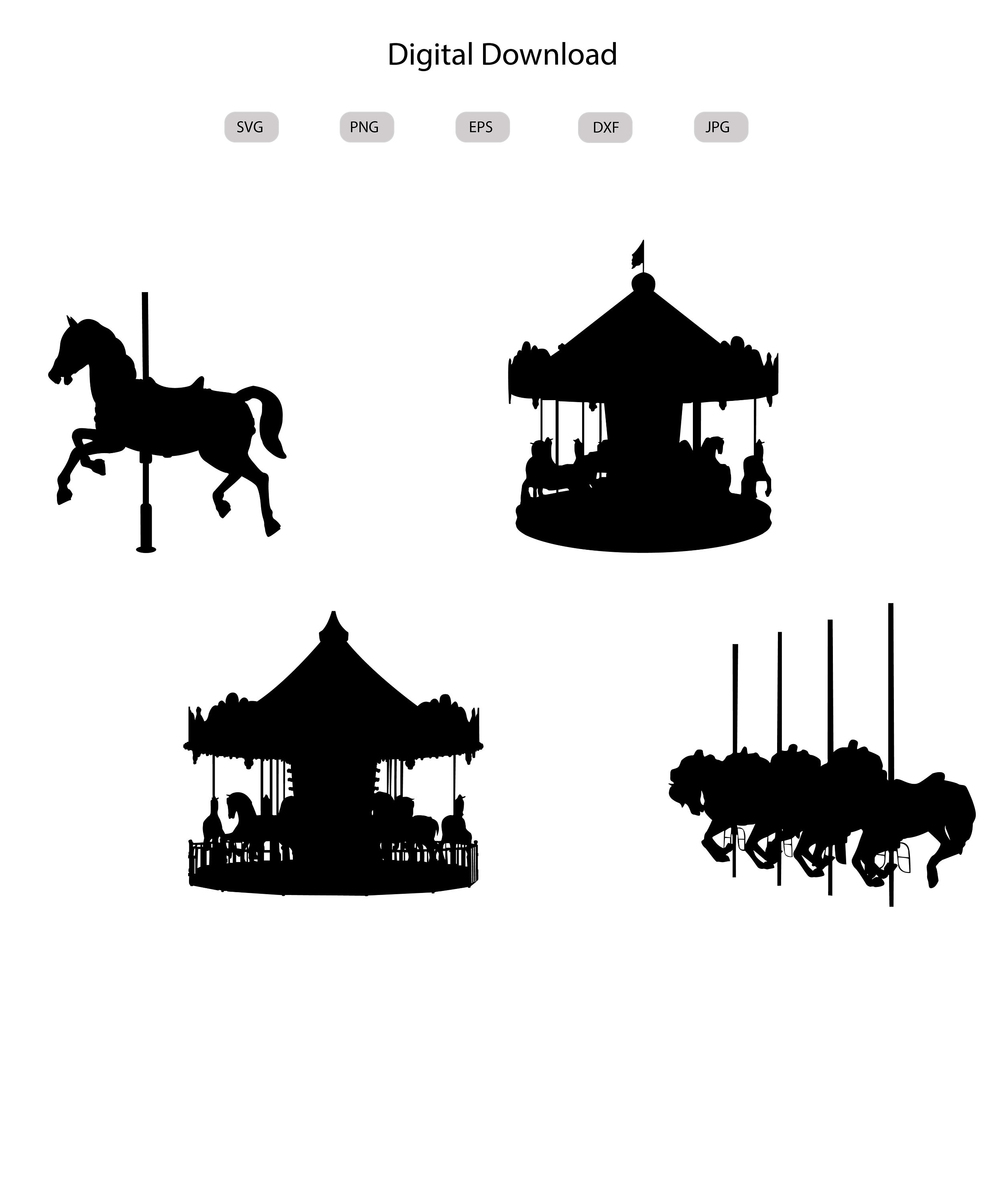 Carousel Horse Svg-carousel Horse Silhouette-carousel Horse Svg Bundle-carousel Horse Cut File ...