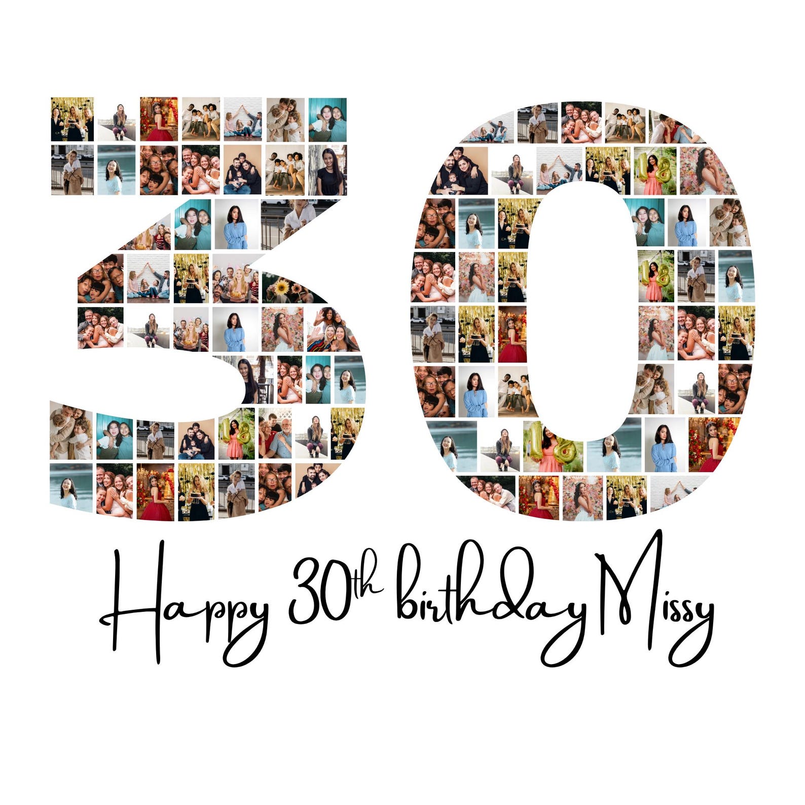 30th Birthday Photo Collage Template, Editable in Canva ,number 30 ...