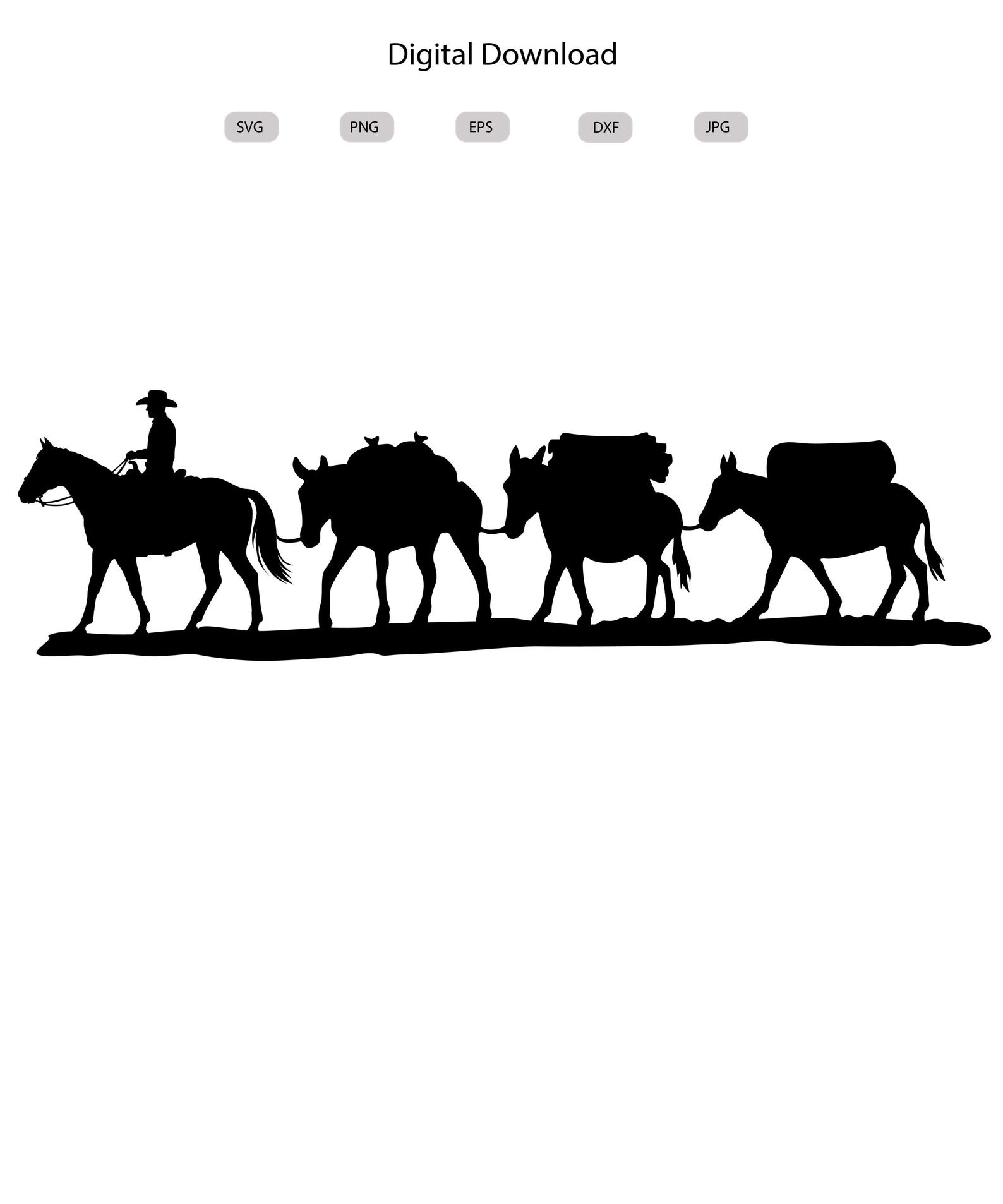Pack String Svg - Pack String Silhouette - Mule String Svg - Cowboy ...