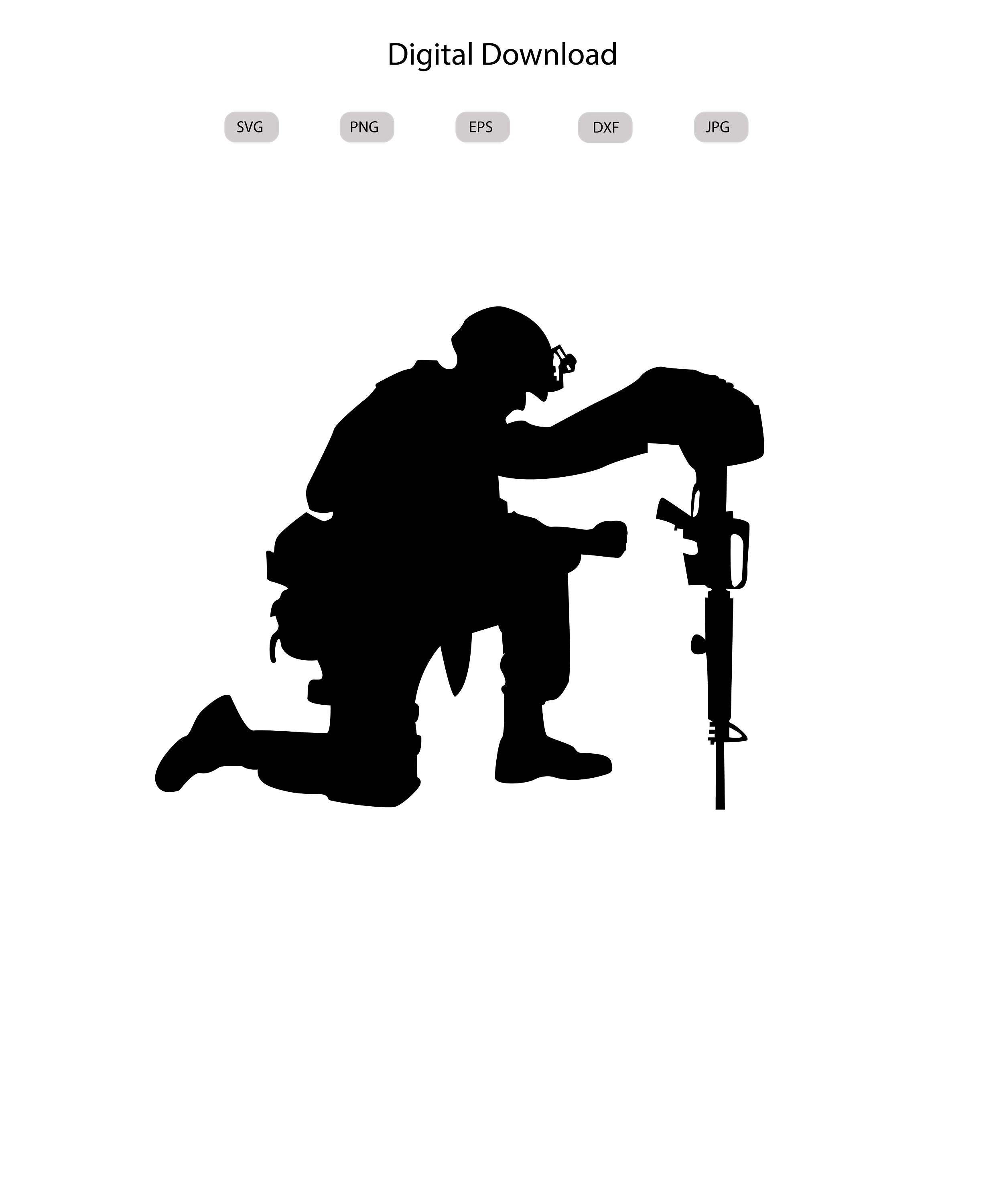 Soldier Kneeling Svg -soldier Kneeling Silhouette - Soldier Kneeling ...