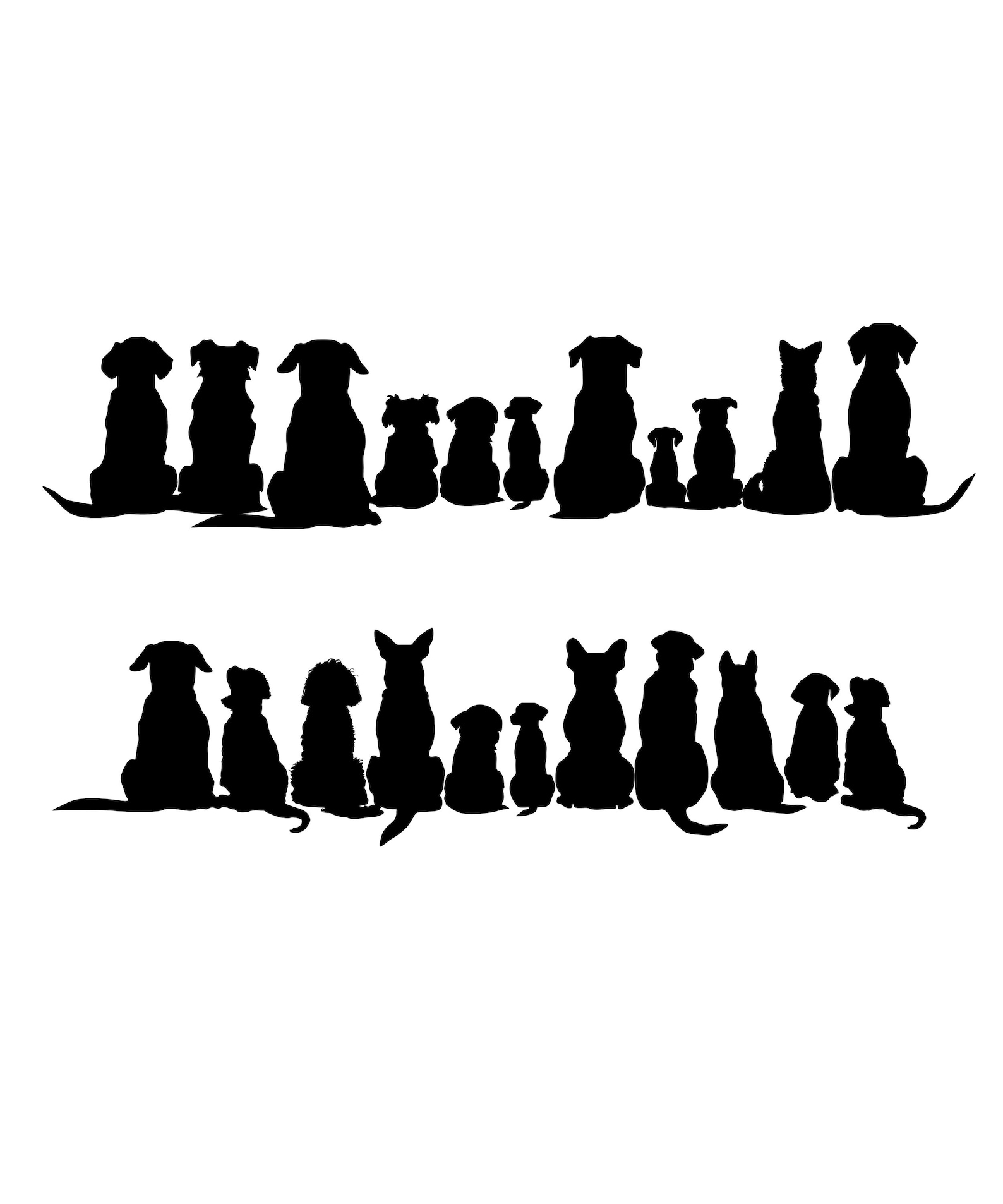 Dogs Svg - Back Sitting Dogs Silhouette - Back of Dog Svg Bundle -back ...