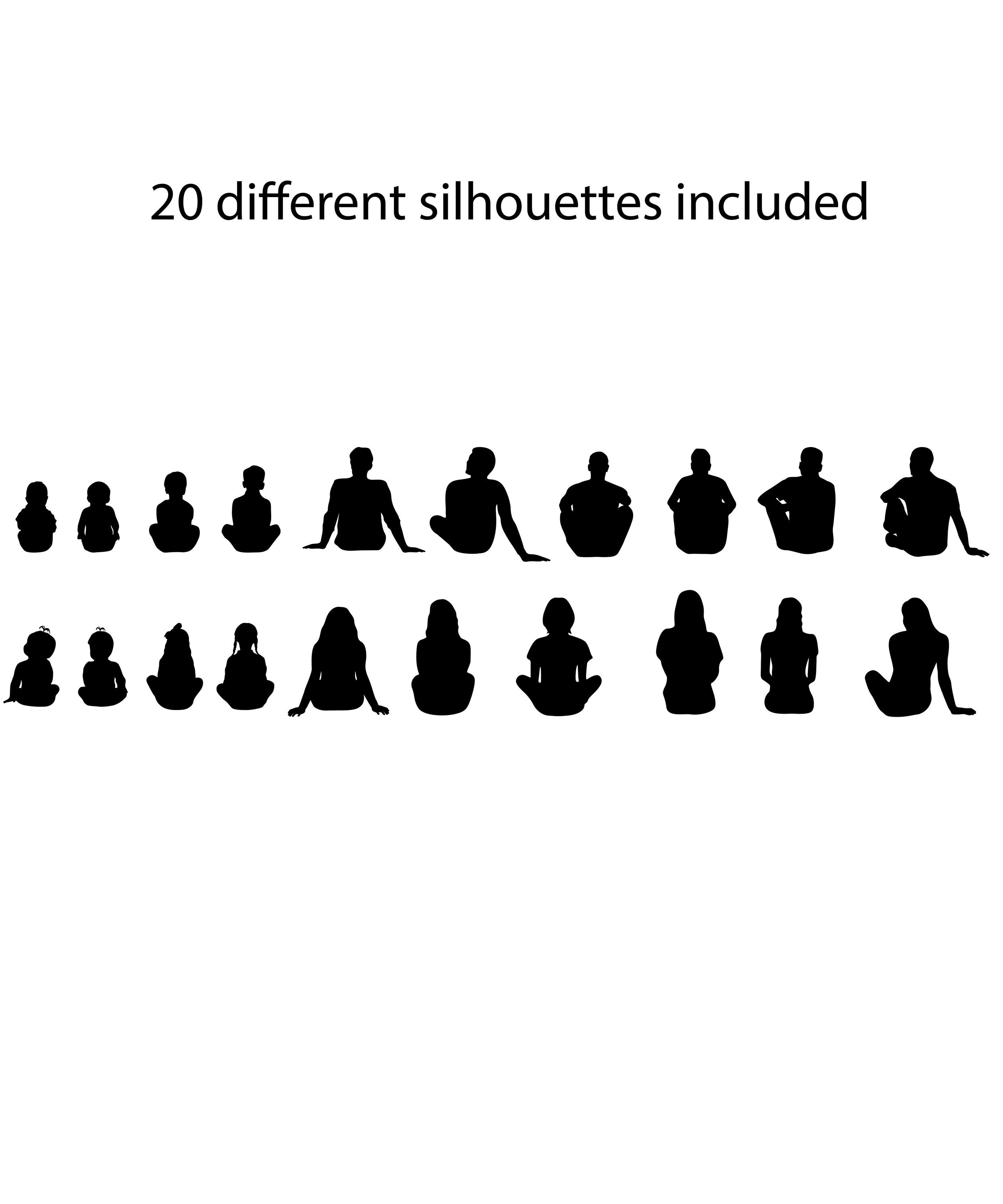 Family Svg - Family Sitting Back Silhouette - Family Sitting Back Cut ...