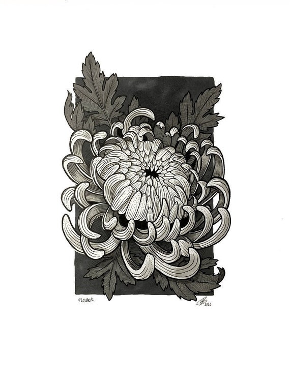 Japanese Flower Outline