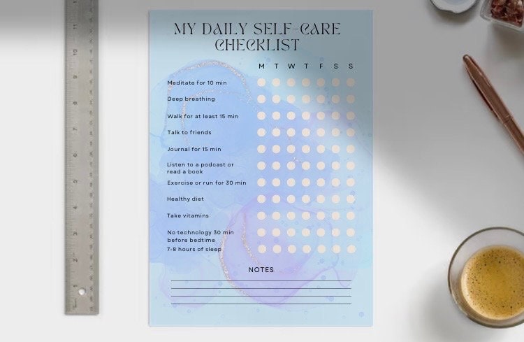 Self-care Daily Checklist Organiser INSTANT Digital Download A4 PDF ...