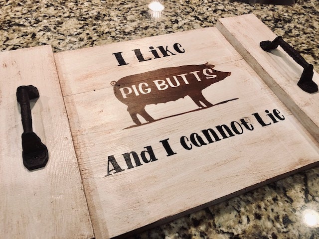 Barbeque Tray Wood BBQ Serving Tray With Handles Rustic - Etsy