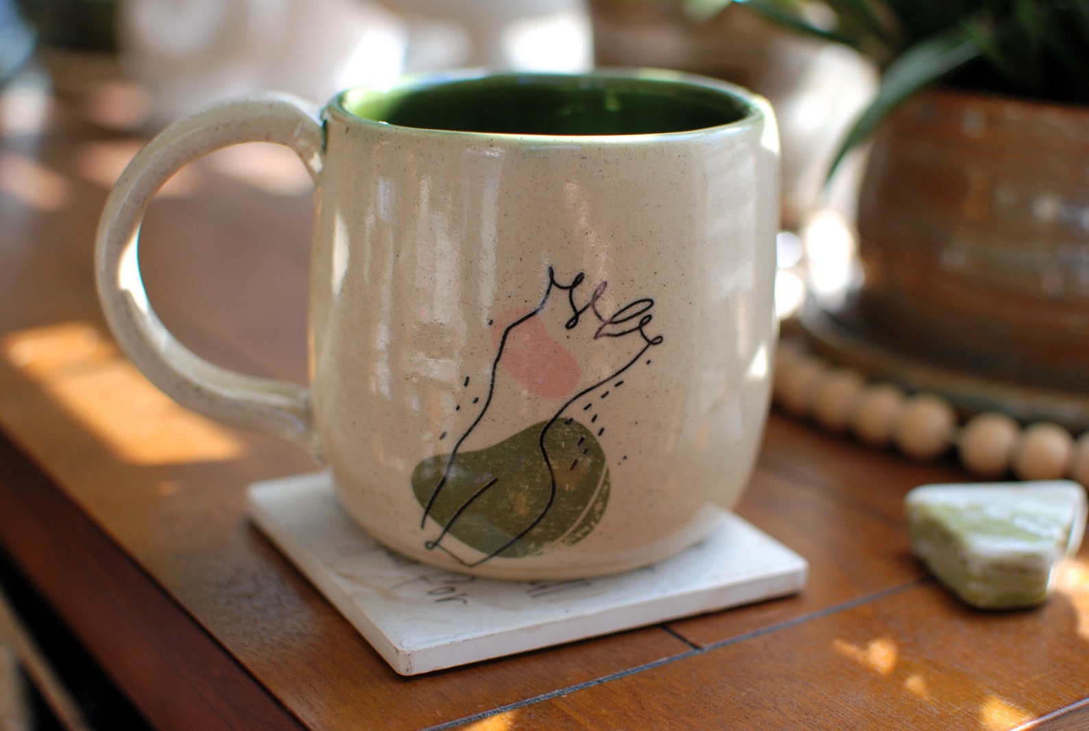 Handmade Ceramic Mug With Woman Line Art Design Design on Two Sides - Etsy