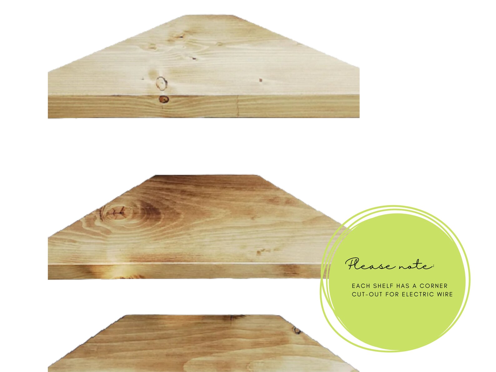 Floating Thick Corner Shelf, Straight Edge, 3 Different Sizes ...