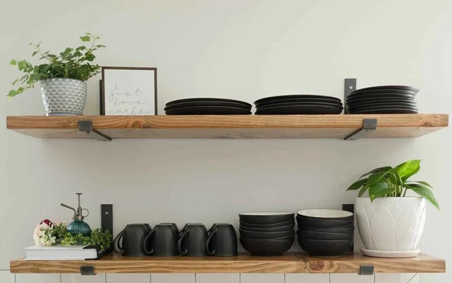 Deep Shelf 30cm With J Lip Brackets, Custom Size, Reclaimed Solid Wood ...