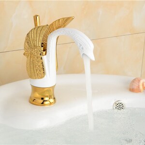 Basin Faucet Bird Design Swan Faucet Gold Plated Wash Basin Faucet ...