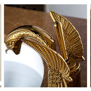 Basin Faucet Bird Design Swan Faucet Gold Plated Wash Basin Faucet ...