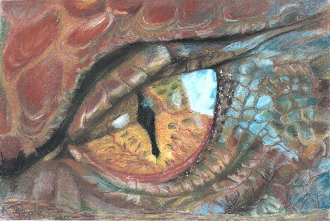 Smaug's Eye is Open | Pastels Original Print | LOTR Inspired Dry Pastel| Dragon Eye | Wall Art ...
