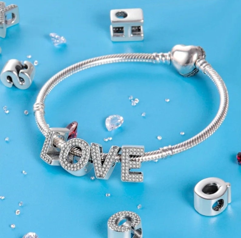 925 Silver Charms for Charm Bracelet Alphabet Charm Personalised ...