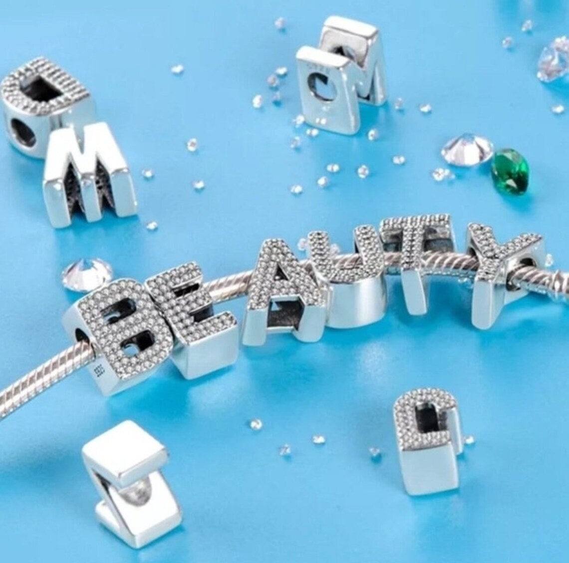 925 Silver Charms for Charm Bracelet Alphabet Charm Personalised ...