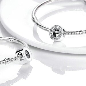 925 Silver Charms Alphabet Charm Personalised Initials Letter A-Z Pavé ...