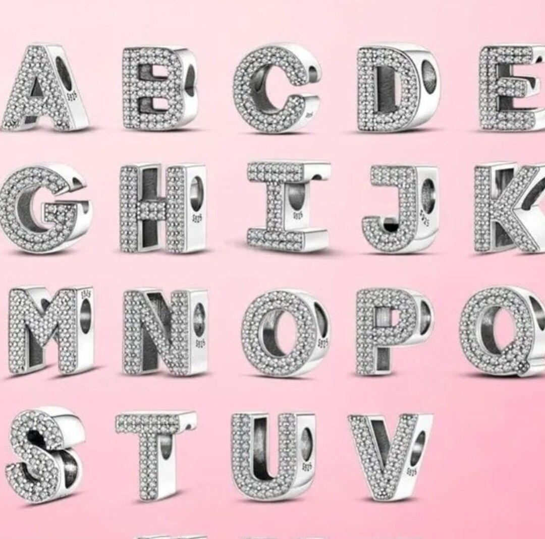 925 Silver Charms for Charm Bracelet Alphabet Charm Personalised ...