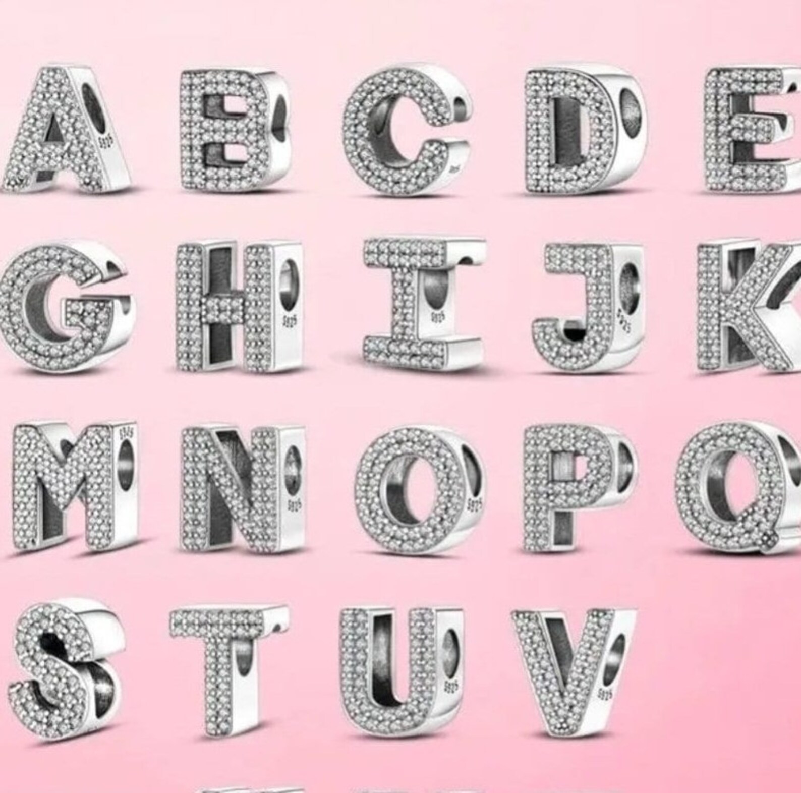 925 Silver Charms for Charm Bracelet Alphabet Charm Personalised ...