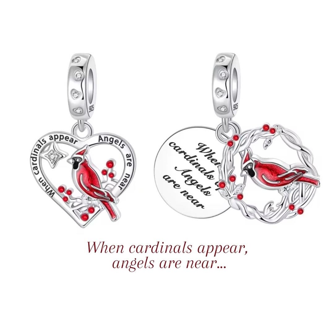 S925 Silver Charms Cardinal Bird Sterling Silver Charm for Bracelet ...