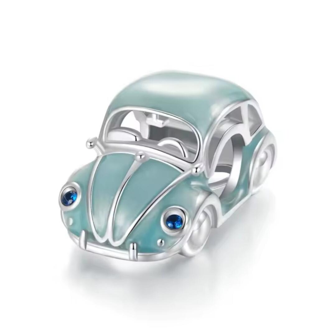 925 Silver Vintage Volkswagen Beetle Car Charm, Sterling Silver Charms ...