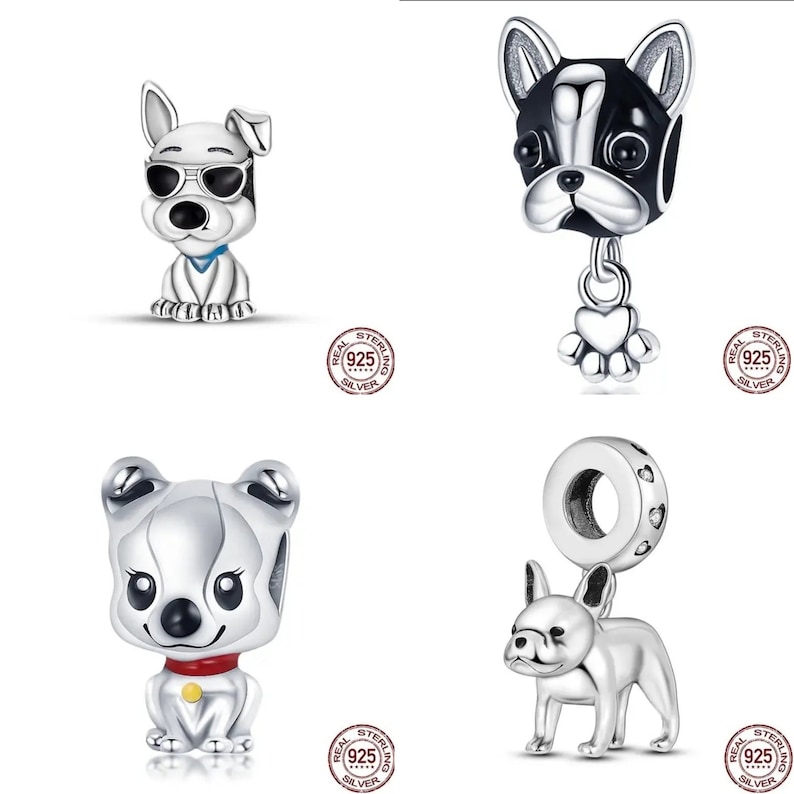 Silver Dog Charms 925 Silver Charm Fits Pandora Bracelet Dog Cat Pet ...