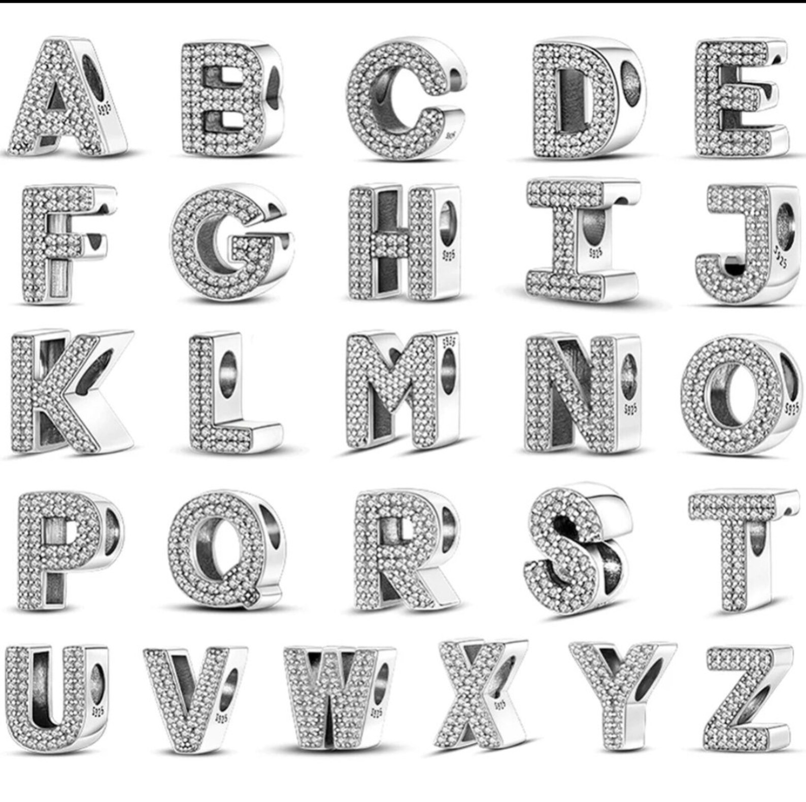 925 Silver Charms for Charm Bracelet Alphabet Charm Personalised ...