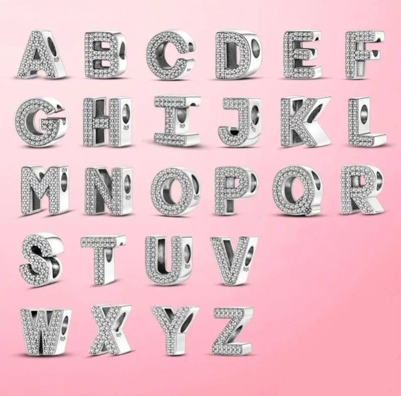 925 Silver Charms for Charm Bracelet Alphabet Charm Personalised ...
