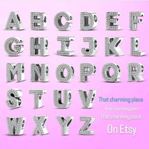 925 Silver Charms Alphabet Charm Personalised Initials Letter A-Z Fits ...