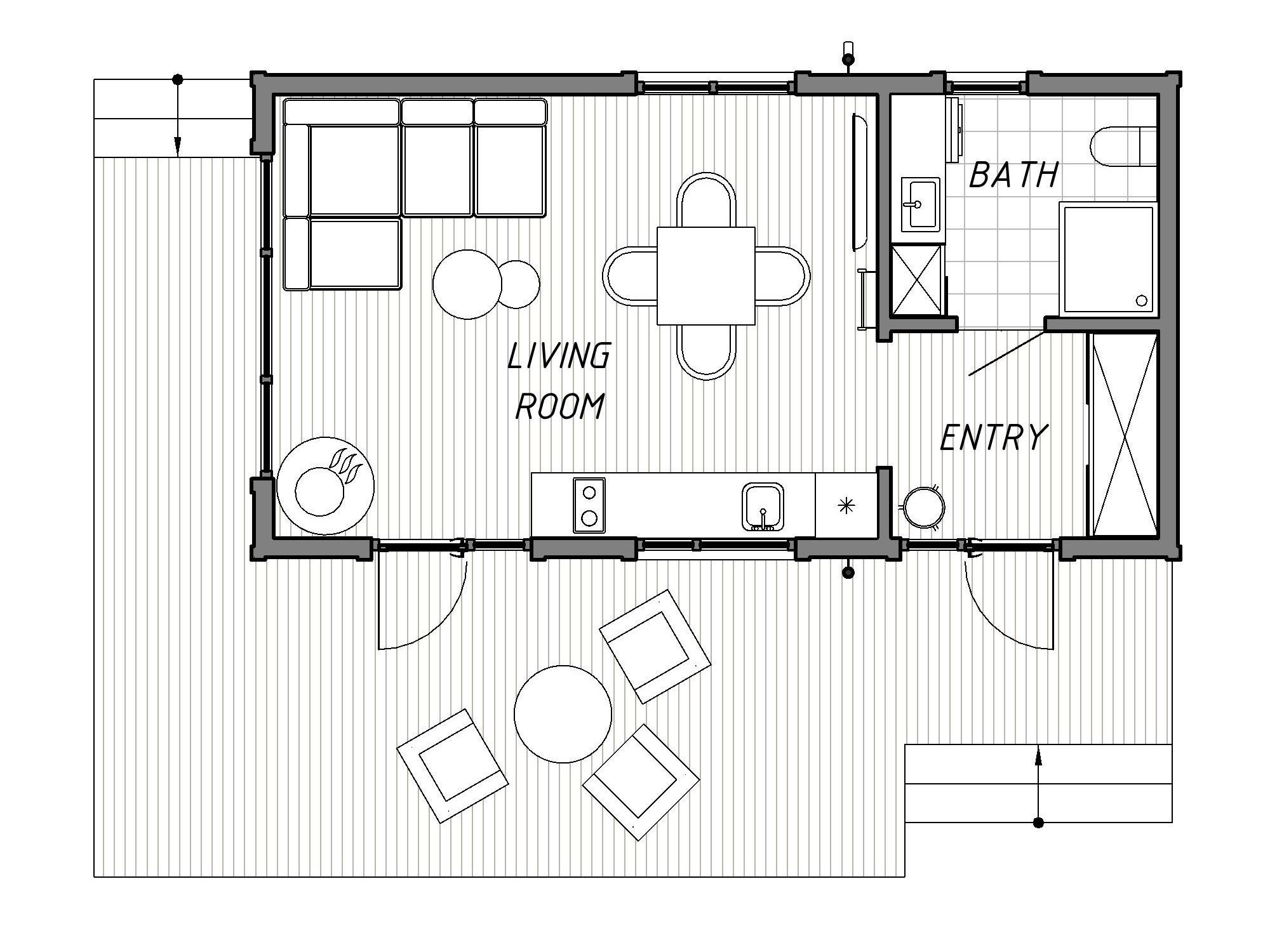 Tiny House Plans ADU Plans 500 Sq Foot House Plan With Loft Small Cabin ...