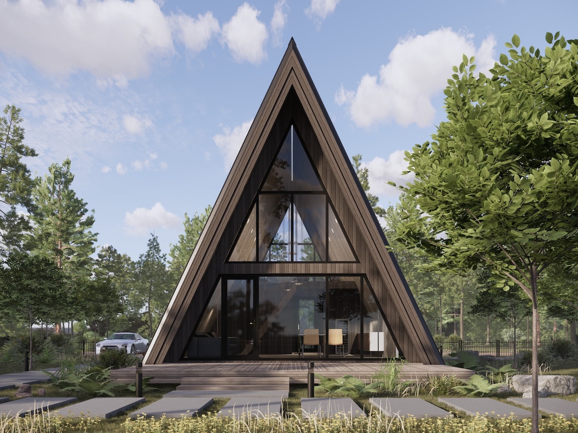 Beach A Frame House Plans 30x40, Small Home Plans, Tiny Cabin Floor ...