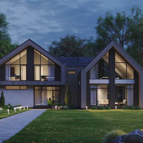 Modern Farmhouse Plans - Etsy