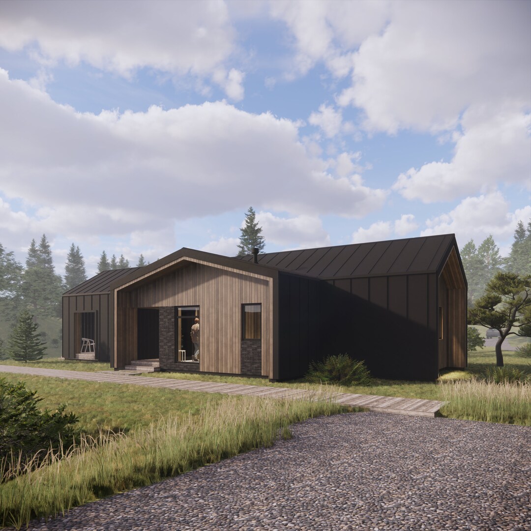 Farmhouse Plans 60x25, 800 Sq Ft Modern 2 Bedroom Barndominium Floor ...