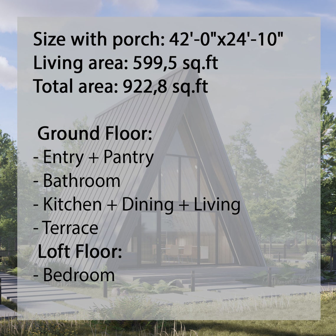 Beach A Frame House Plans 30x40, Small Home Plans, Tiny Cabin Floor ...