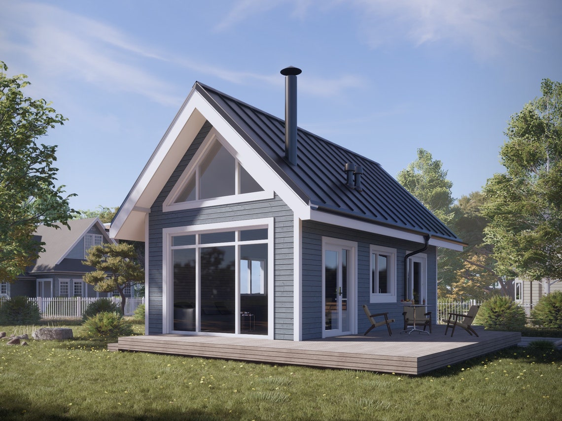 Tiny House Plans ADU Plans 500 Sq Foot House Plan With Loft Small Cabin ...