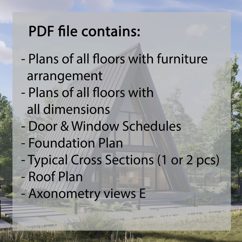 Modern A Frame Cabin House Plans Guest House 45x25 Tiny - Etsy