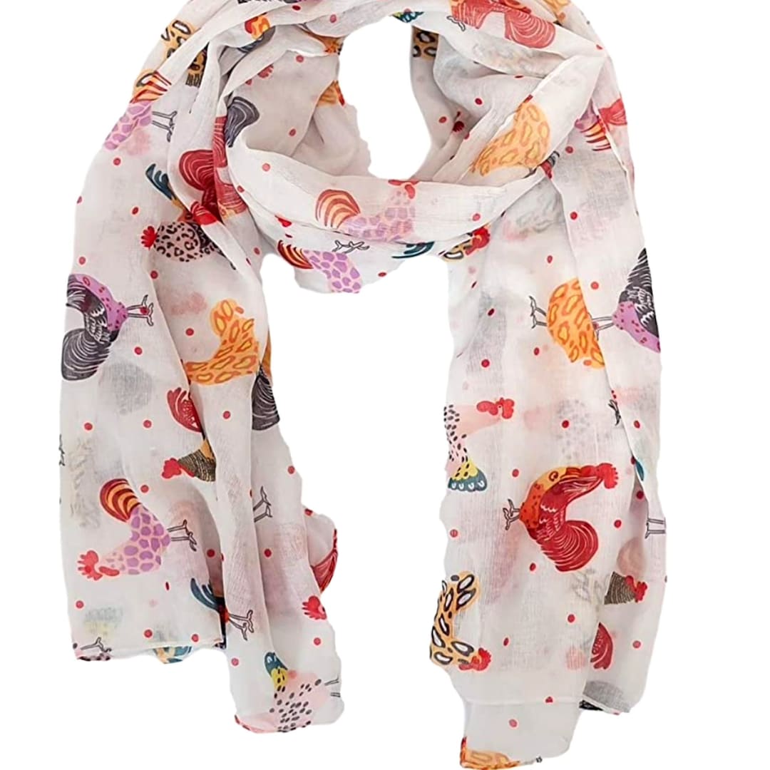 Fluffy Layers Chicken Print Scarf, Perfect Chicken Gift, Love Chickens ...