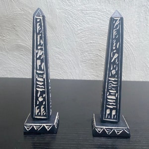 Egyptian Obelisks 2 Hieroglyph Obelisks Ancient Statues Black Basalt ...