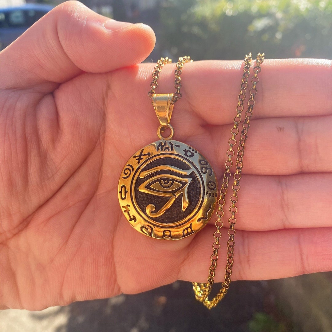 Ra Pendant Necklace Gold Evil Eye Protection Amulet Necklace - Etsy
