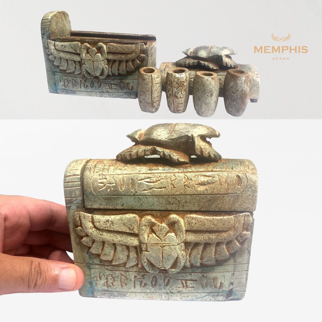 Egyptian Antiques Rare Pharaoh Tomb 4 Jars Ancient Tomb Decor Natural ...