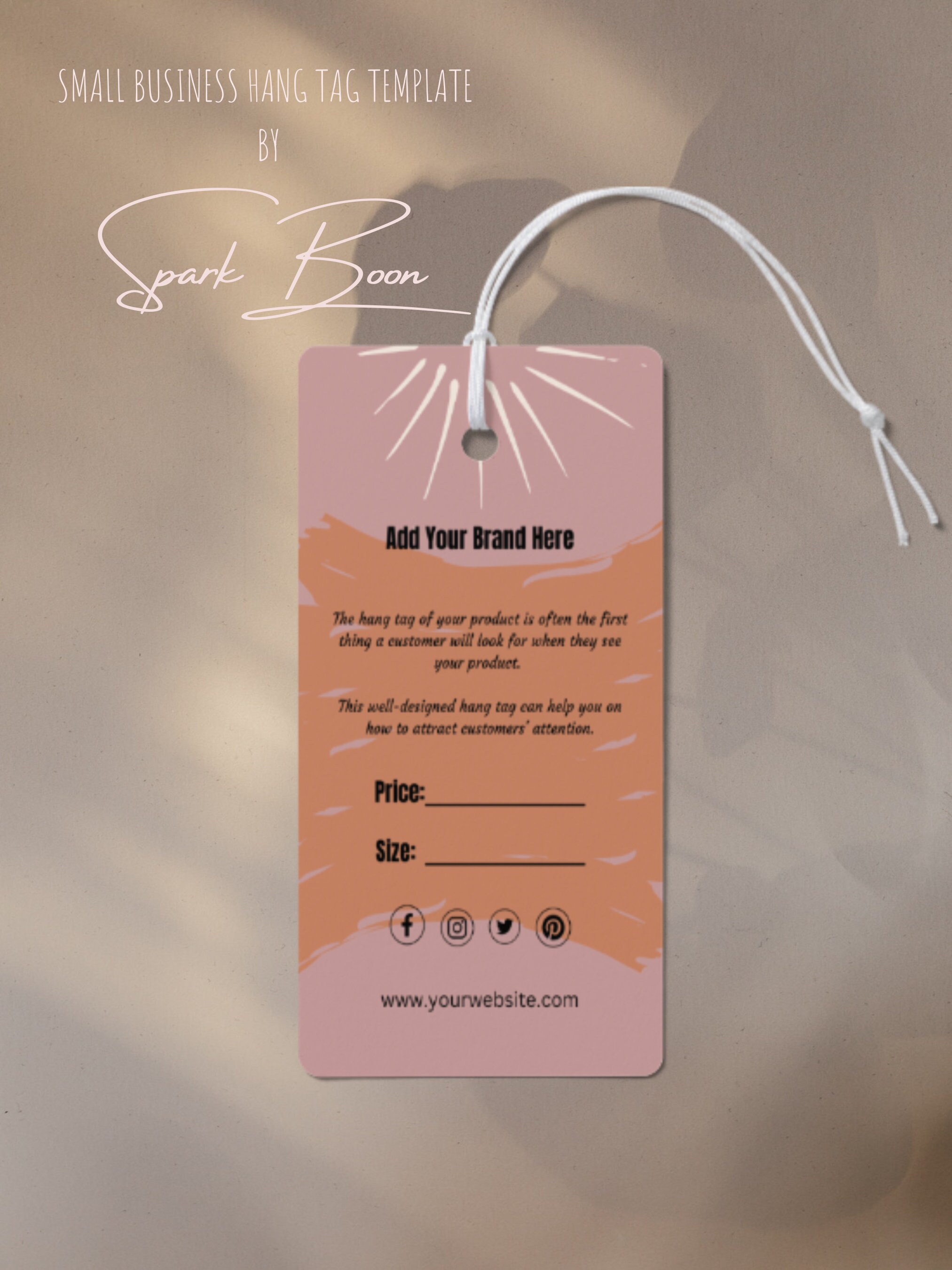 Hang Tag Template, Printable Product Tag for Small Business, Instant ...