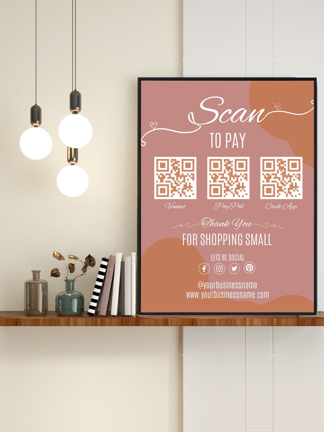 Scan to Pay Sign, Minimal Modern Small Business QR Code Sign, Cashapp ...
