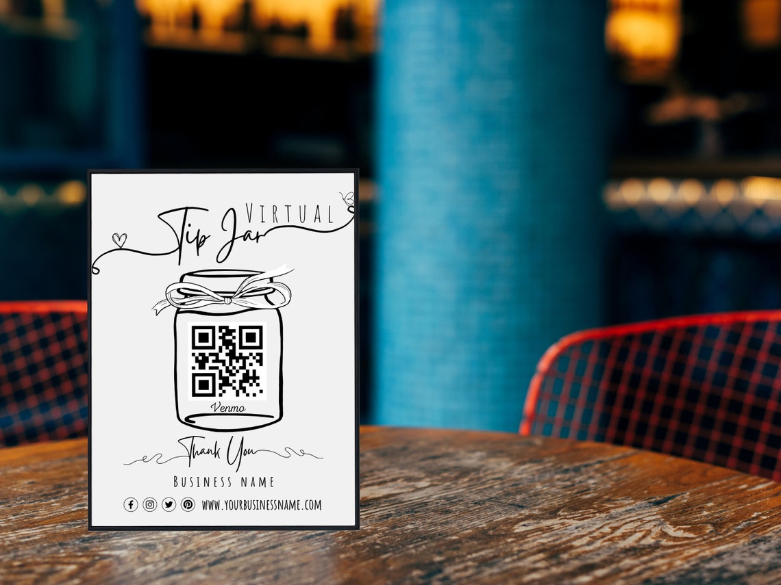 Virtual Tip Jar Sign, Tip Your Bartender, Wedding Bar Tip, Venmo Tip ...