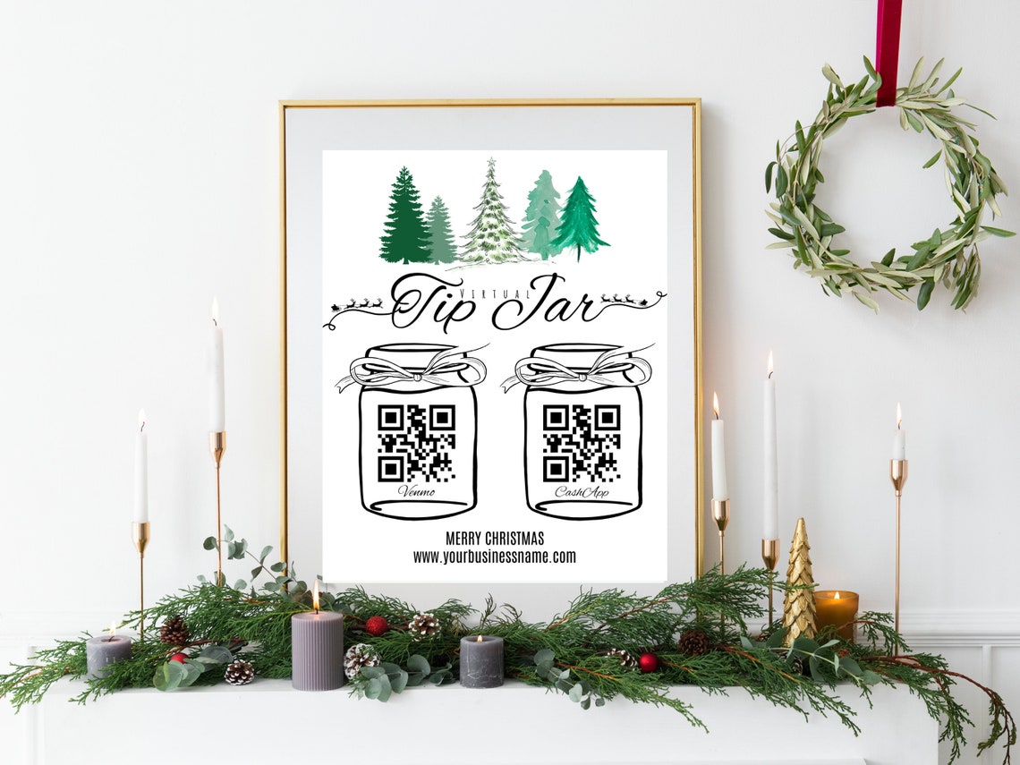 Christmas Virtual Tip Jar Sign, Tip Your Bartender, Wedding Bar Tip ... Christmas Virtual Tip Jar Sign, Tip Your Bartender, Wedding Bar Tip ...