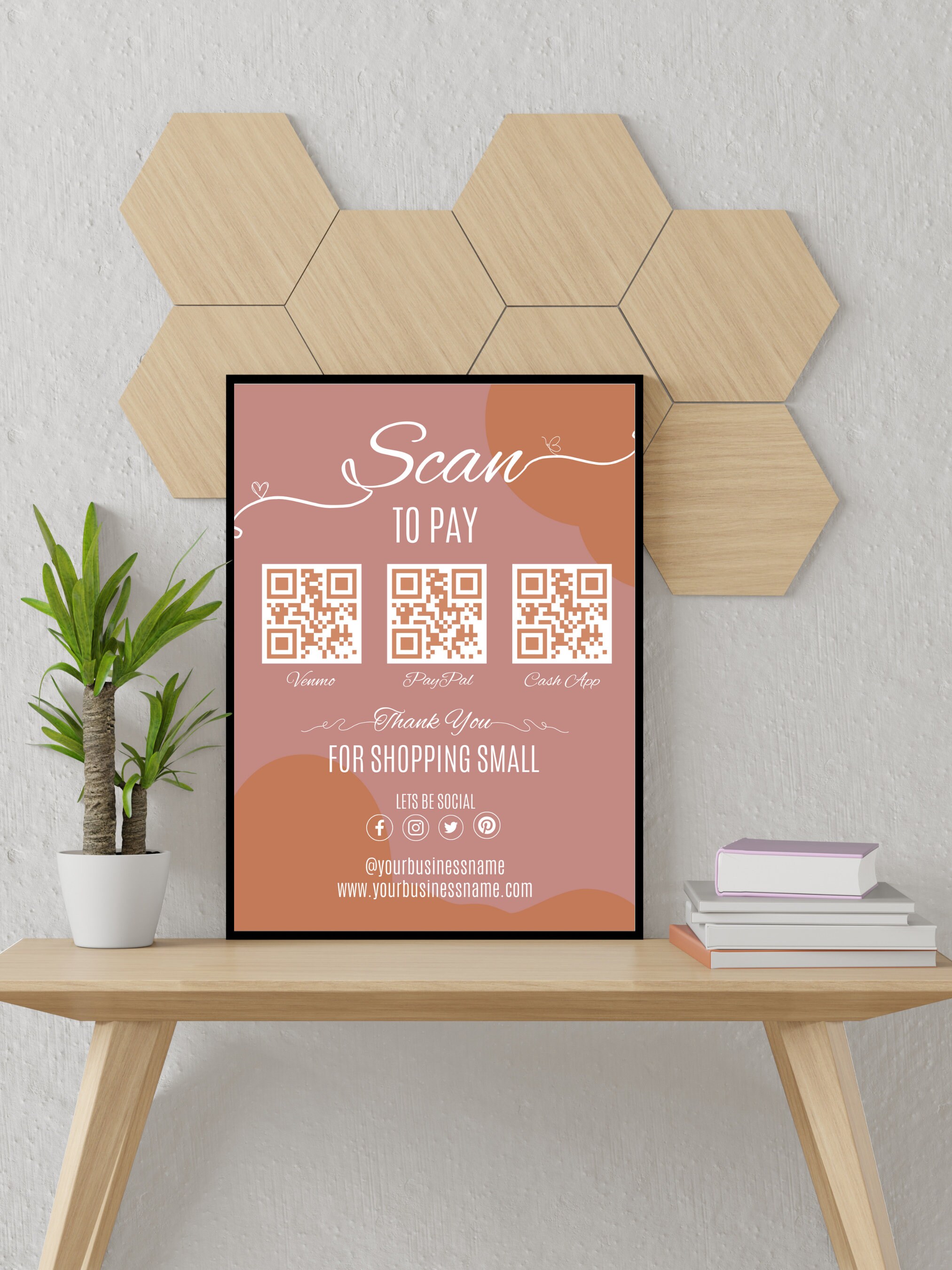 Scan to Pay Sign, Minimal Modern Small Business QR Code Sign, Cashapp ...