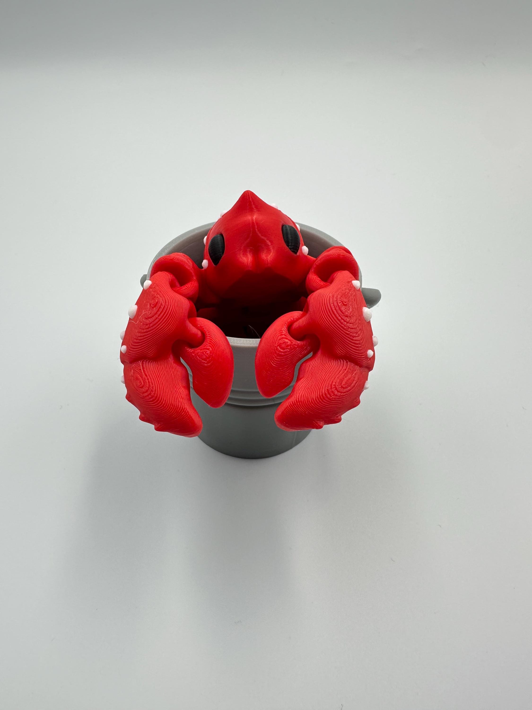 Mini Lobster With Bucket | Articulating Fidget Toy | 3D Printed PLA ...