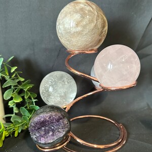New Shape!! Rose Gold Five Sphere Display Stand, 5 Sphere Holder, Egg ...