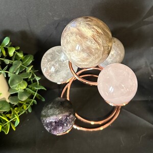 New Shape!! Rose Gold Five Sphere Display Stand, 5 Sphere Holder, Egg ...