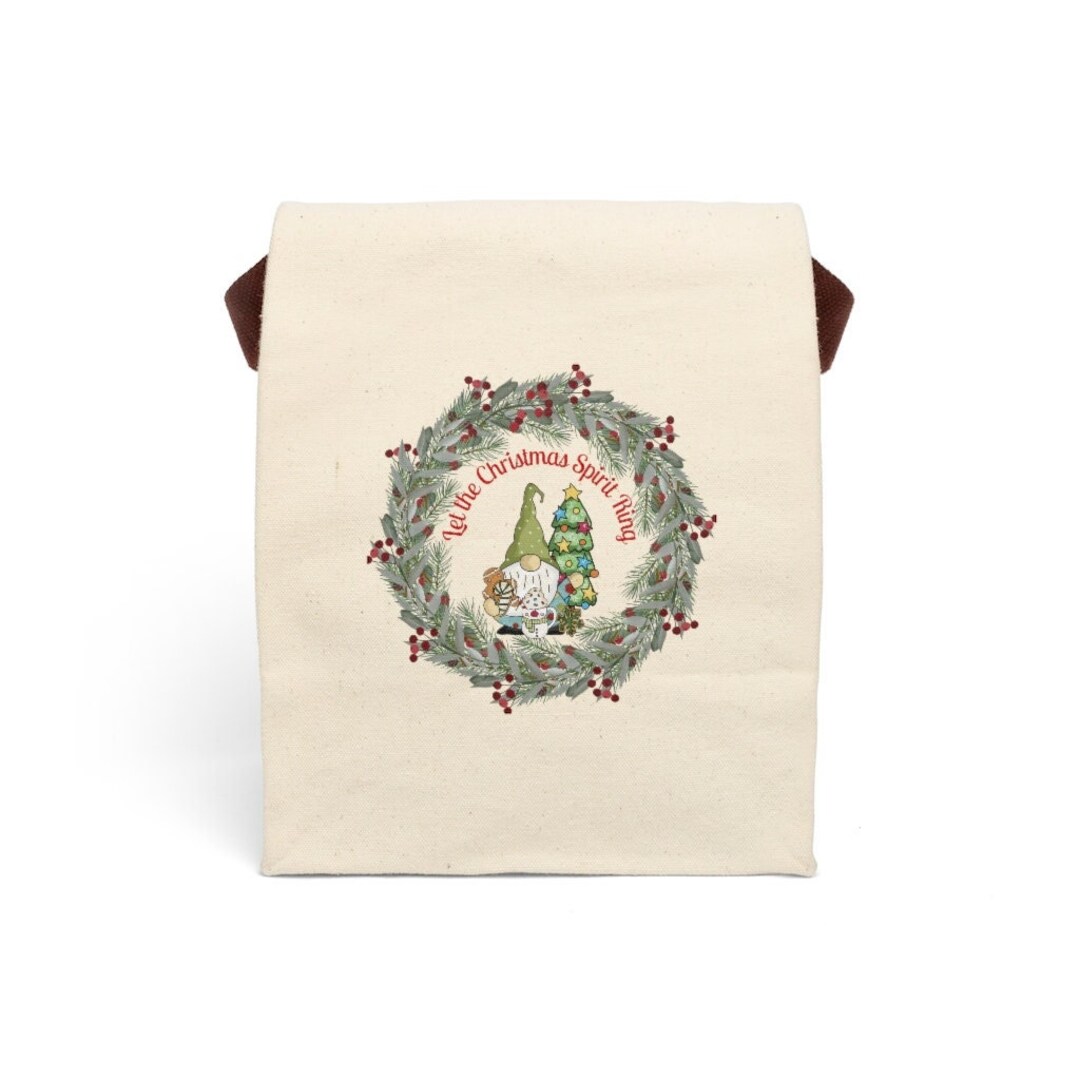 Funny Christmas Gnome Canvas Lunch Bag Green Gnome Holiday - Etsy