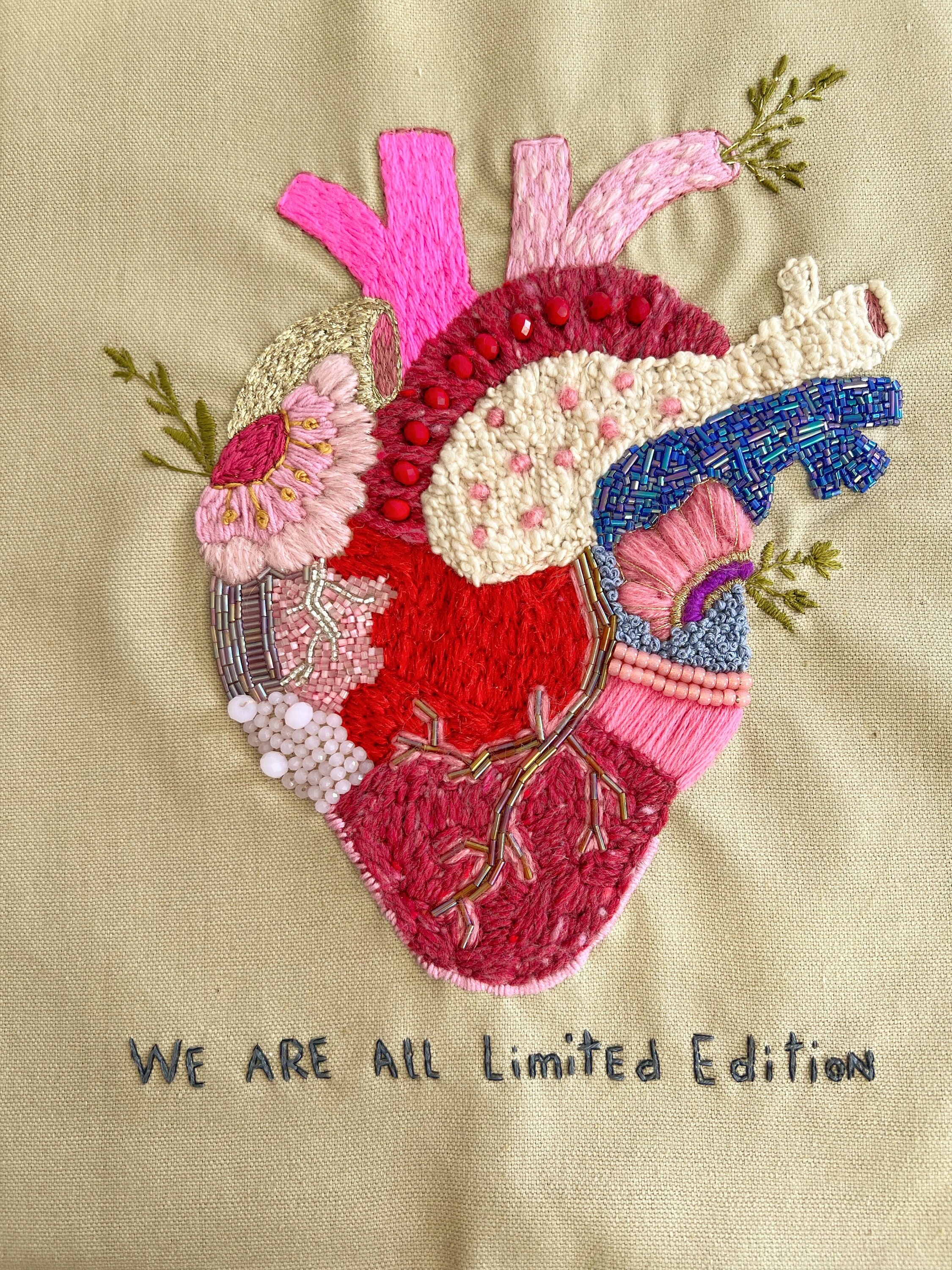 Hand Embroidery Anatomical Heart - Etsy