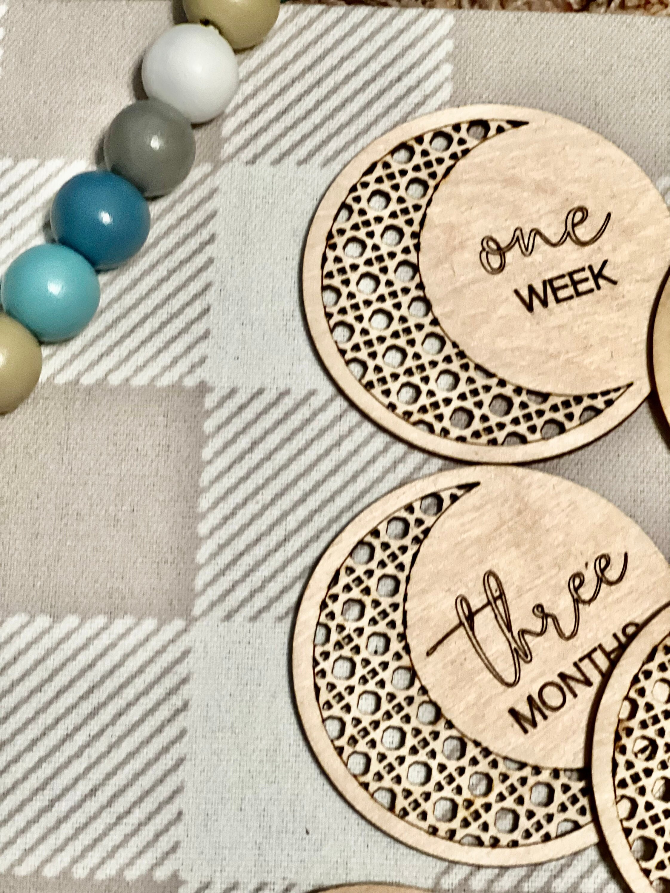 Rattan Moon Wooden Baby Milestone Disc Set for Babys Age, First Baby ...