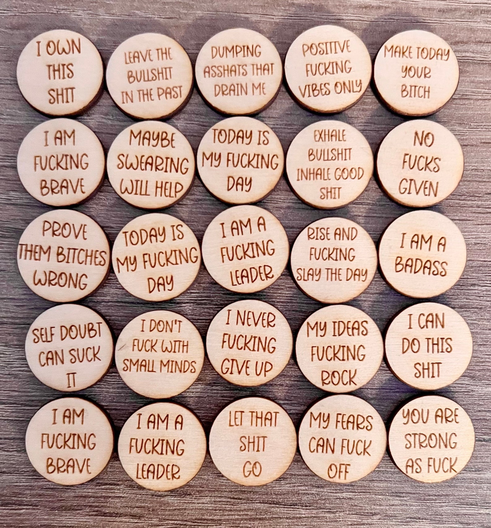 Sassy Swear Word Affirmation Tokens, Sweary Affirmations, Sweary ...