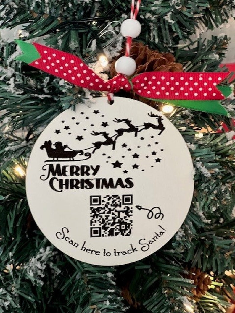 Santa Tracker Ornament, QR Code, Santa Tracker, Engraved Santa Tracker ...